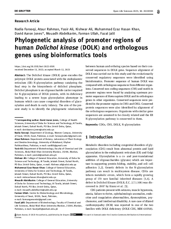 (PDF) Phylogenetic analysis of promoter regions of human Dolichol ...