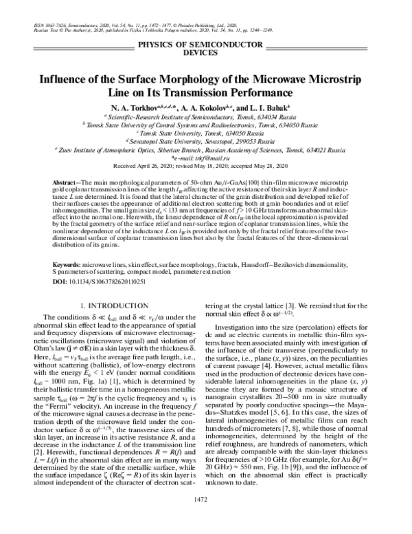 (PDF) Influence of the Surface Morphology of the Microwave Microstrip ...