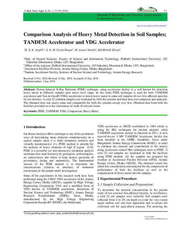(PDF) Comparison Analysis of Heavy Metal Detection in Soil Samples; TANDEM Accelerator and VDG ...