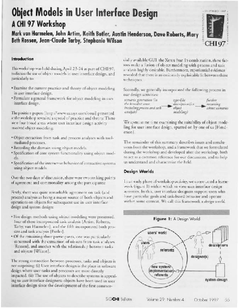 (PDF) Object models in user interface design