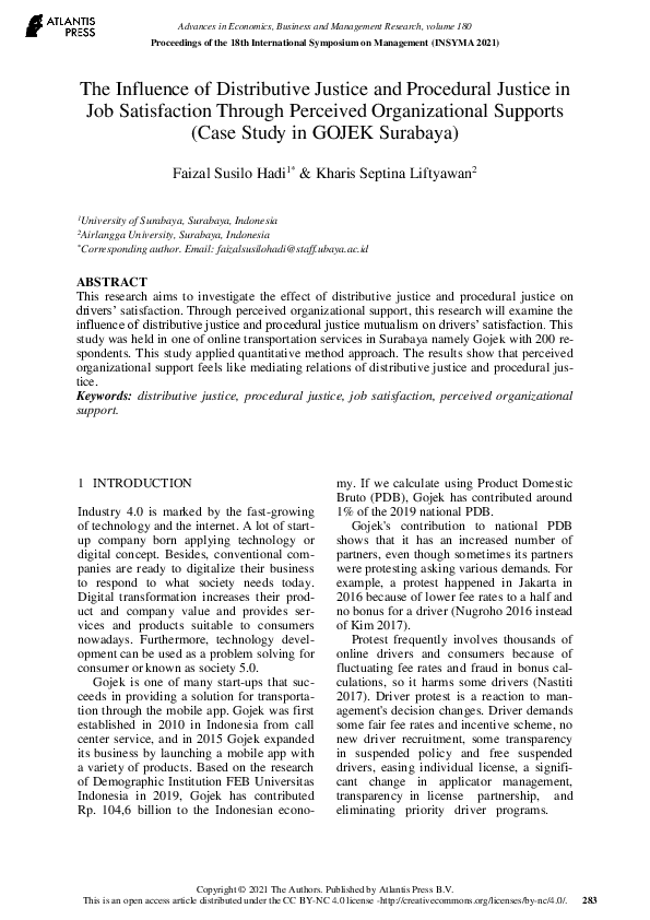 (PDF) The Influence of Distributive Justice and Procedural Justice in Job Satisfaction Through ...