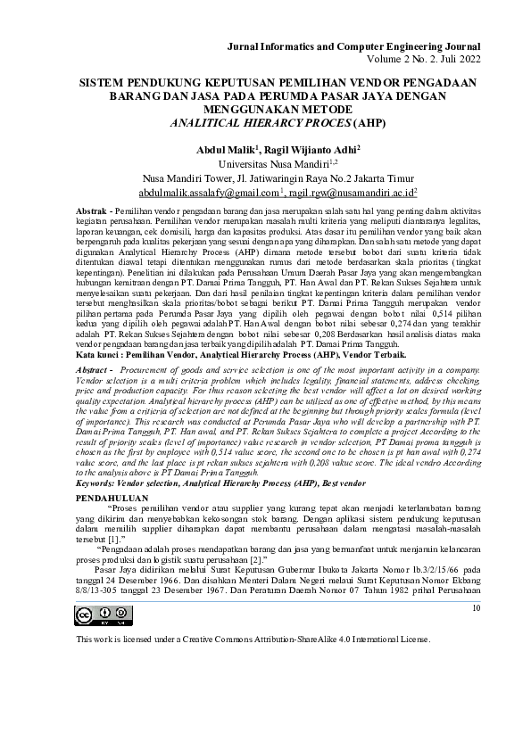 (PDF) Sistem Pendukung Keputusan Pemilihan Vendor Pengadaan Barang Dan Jasa Pada Perumda Pasar ...