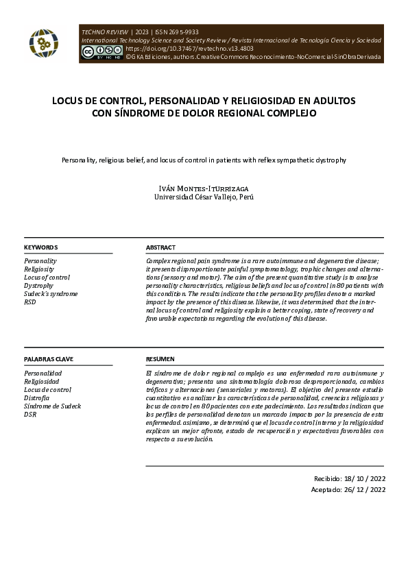 (PDF) Locus de control, personalidad y religiosidad en adultos con síndrome de dolor regional ...