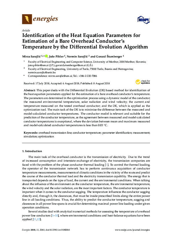 (PDF) Identification of the Heat Equation Parameters for Estimation of a Bare Overhead Conductor ...