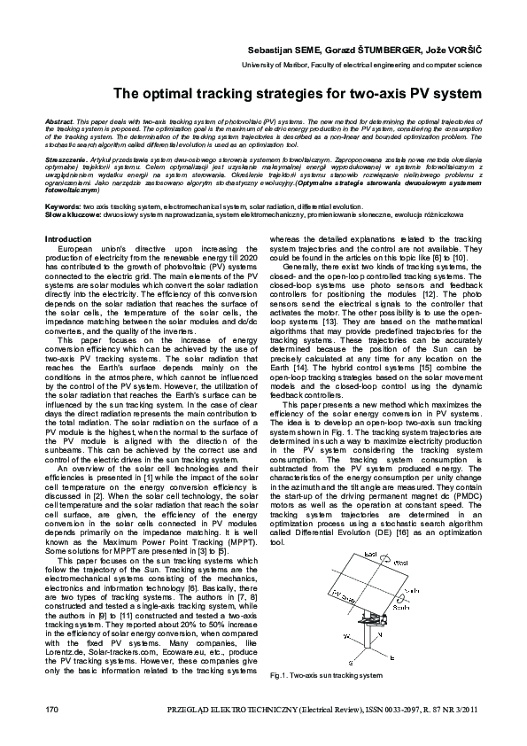 (PDF) The optimal tracking strategies for two-axis PV system