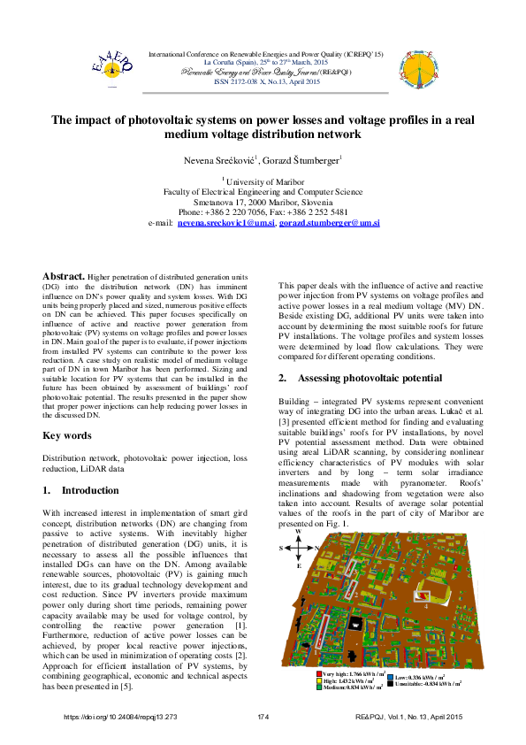 (PDF) The impact of photovoltaic systems on power losses and voltage profiles in a real medium ...
