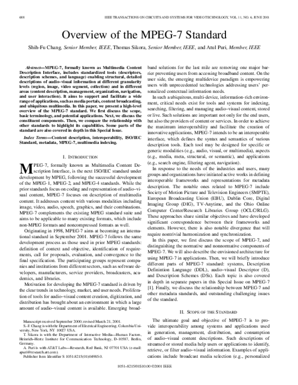 (PDF) Overview of the MPEG-7 standard | JESUS ALEJANDRO MANCILLA ...