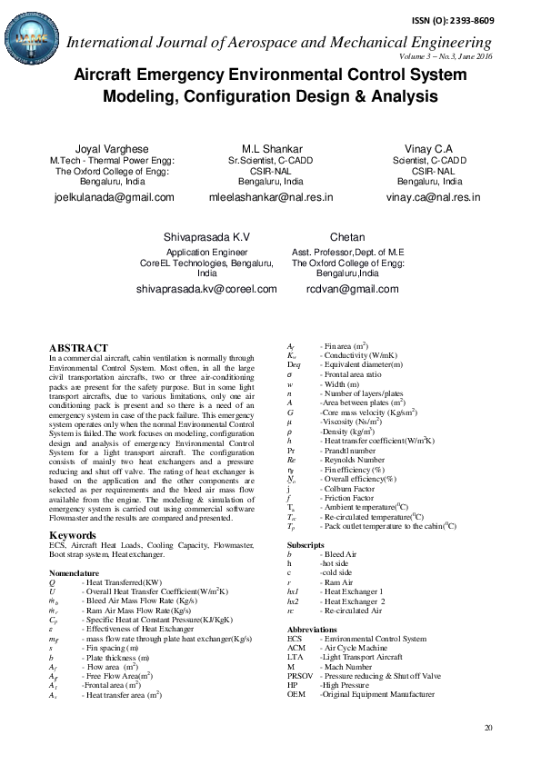 (PDF) Aircraft Emergency Environmental Control System Modeling ...