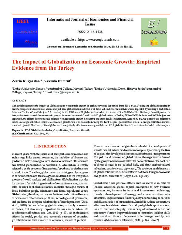(PDF) The Impact of Globalization on Economic Growth: Empirical ...