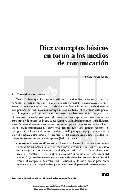 (PDF) Diez conceptos básicos en torno a los medios de comunicación