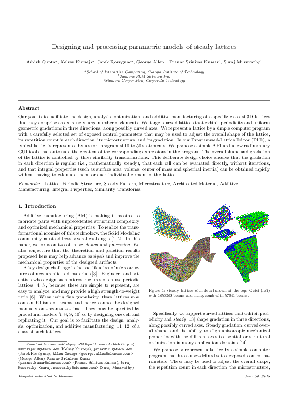 (PDF) Designing and processing parametric models of steady lattices