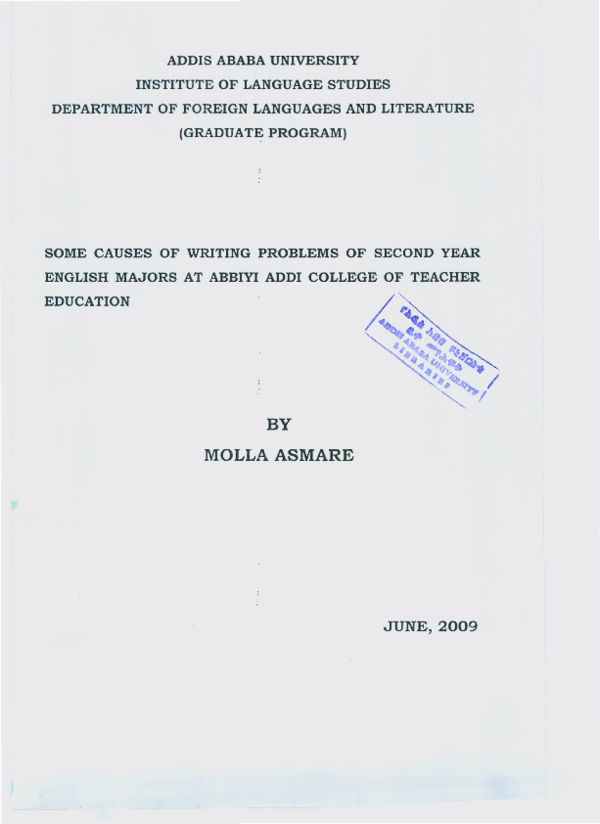 (PDF) Some Causes of Writing Problems of Second Year English Majors at ...