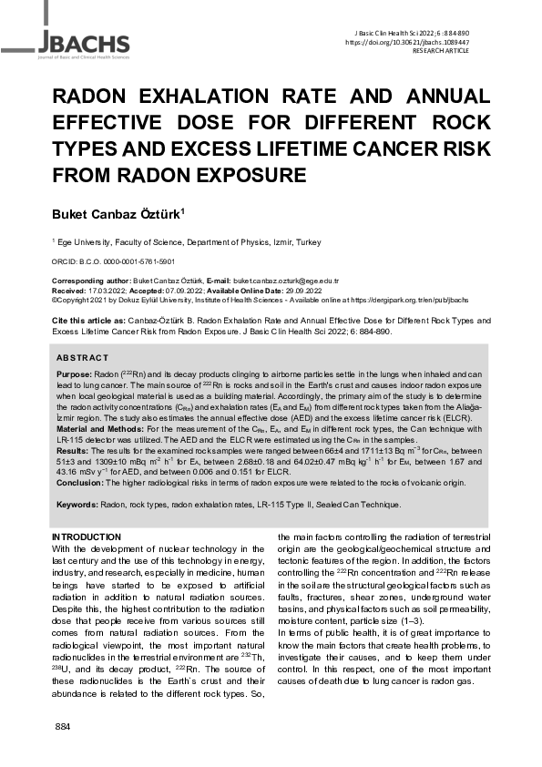 (PDF) Radon Exhalation Rate and Annual Effective Dose for Different ...