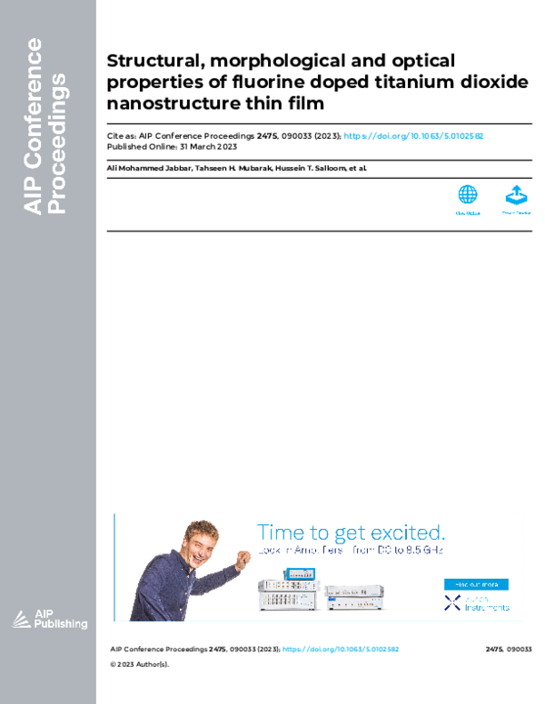 (PDF) Structural, morphological and optical properties of fluorine ...