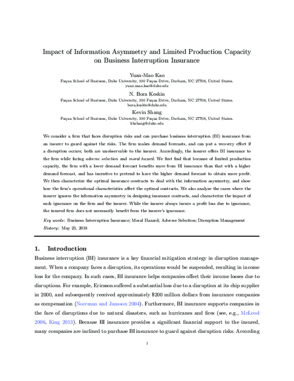 (PDF) Impact of Information Asymmetry and Limited Production Capacity ...