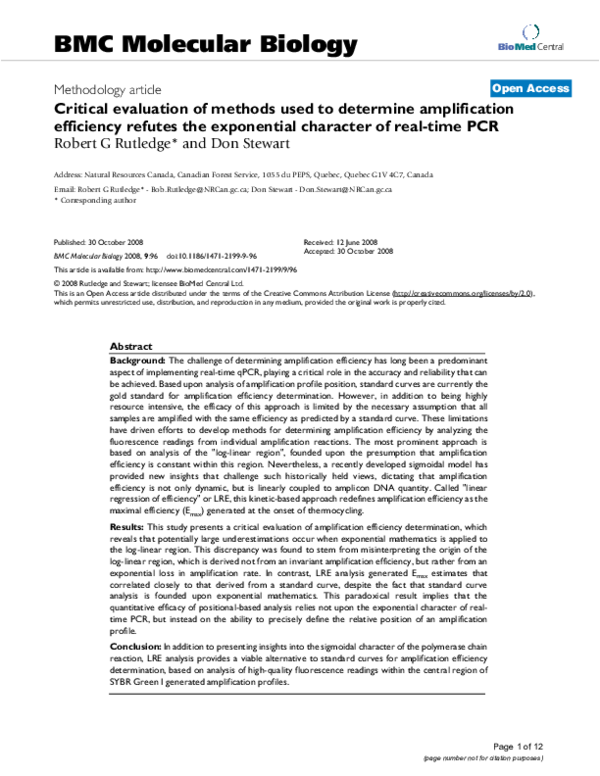 (PDF) Critical evaluation of methods used to determine amplification ...