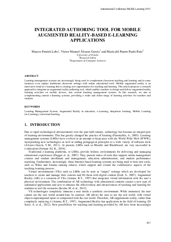 (PDF) Integrated Authoring Tool for Mobile Augmented Reality-Based eLearning Applications ...