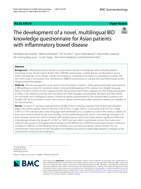 (PDF) The development of a novel, multilingual IBD knowledge ...