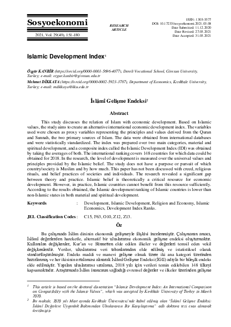(PDF) Islamic Development Index