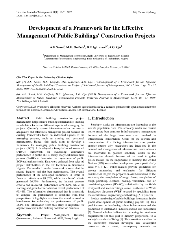 (PDF) Development of a Framework for the Effective Management of Public ...