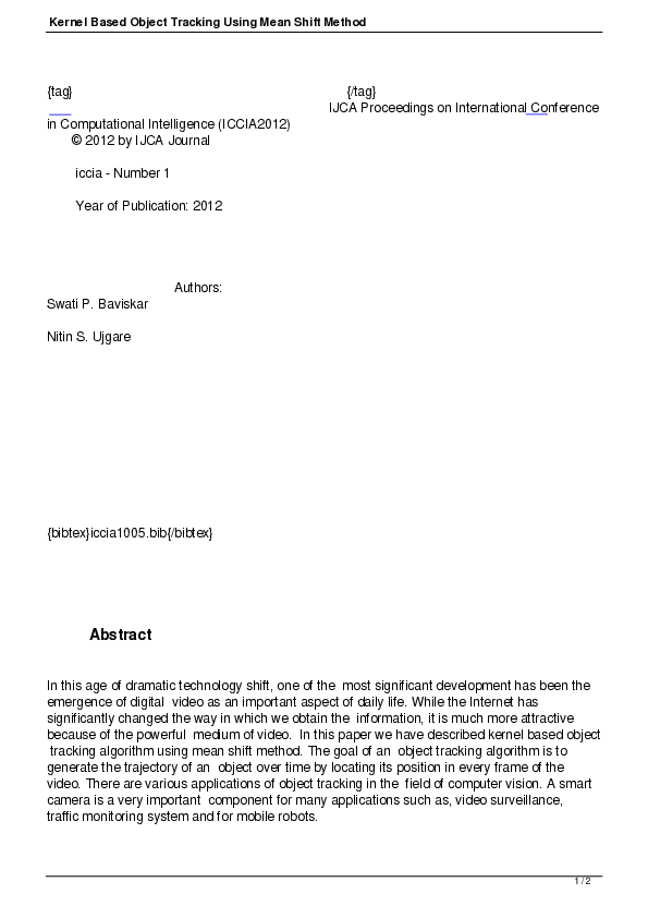 (PDF) Kernel Based Object Tracking Using Mean Shift Method | Nitin ... (PDF) Kernel Based Object Tracking Using Mean Shift Method | Nitin ...