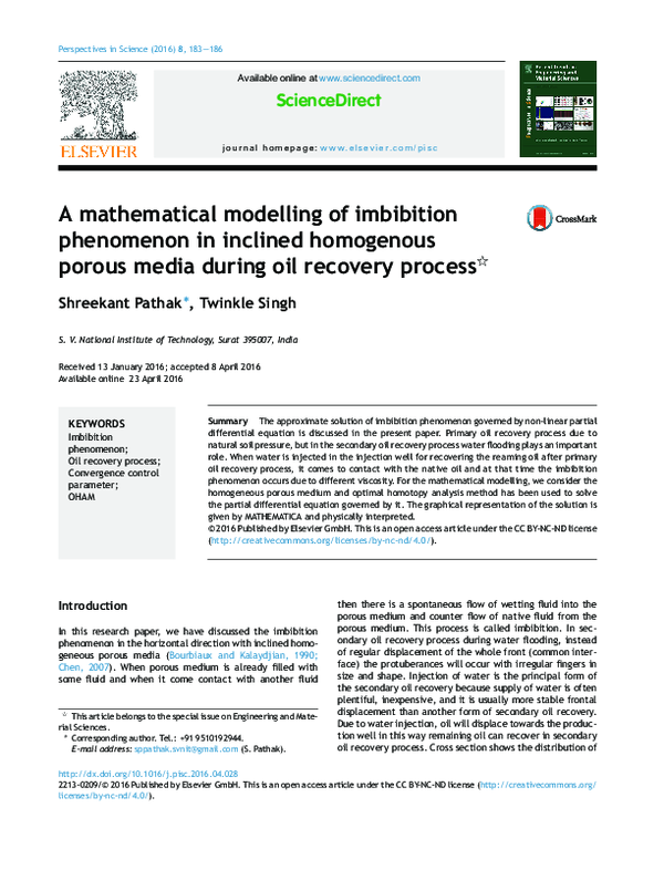 (PDF) A mathematical modelling of imbibition phenomenon in inclined homogenous porous media ...