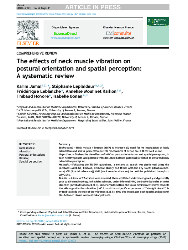 (PDF) The effects of neck muscle vibration on postural orientation and ...