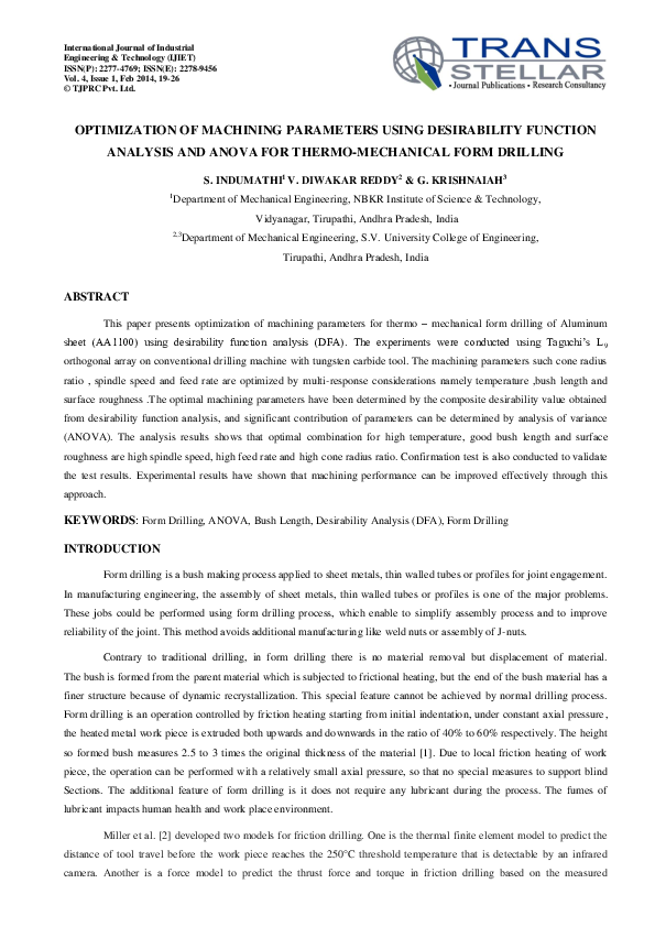 (PDF) Optimization of Machining Parameters Using Desirability Function Analysis and Anova for ...