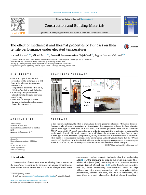 (PDF) The effect of mechanical and thermal properties of FRP bars on their tensile performance ...