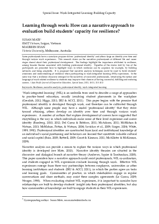 (PDF) Learning through work: How can a narrative approach to evaluation ...