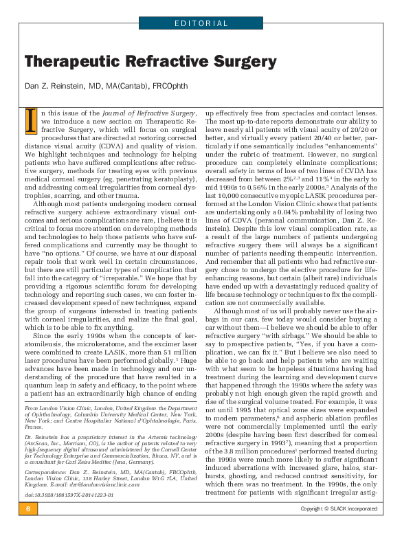 (PDF) Therapeutic Refractive Surgery