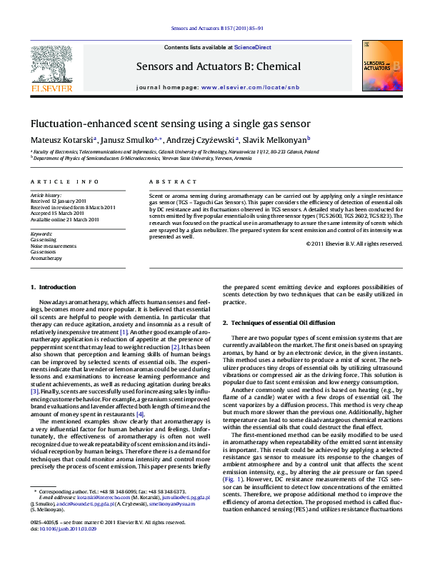 (PDF) Fluctuation-enhanced scent sensing using a single gas sensor