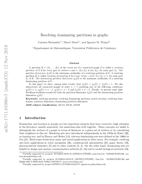 (PDF) Resolving dominating partitions in graphs