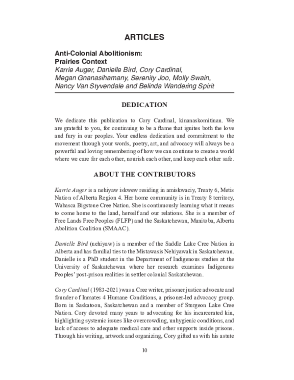 (PDF) Anti-Colonial Abolitionism: Prairies Context
