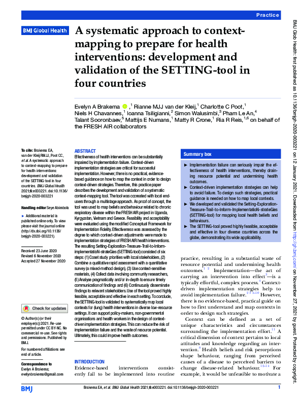 (PDF) A systematic approach to context-mapping to prepare for health interventions: development ...