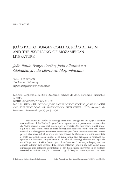 Pdf Worlding Mozambican Literature Coelhos Vision