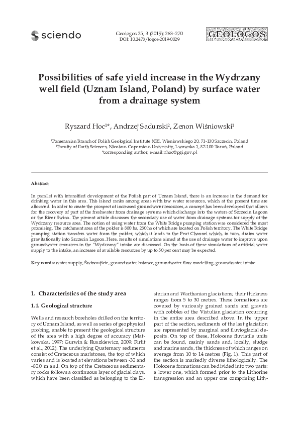 (PDF) Possibilities of safe yield increase in the Wydrzany well field ...
