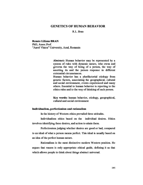 (PDF) Genetics of Human Behavior