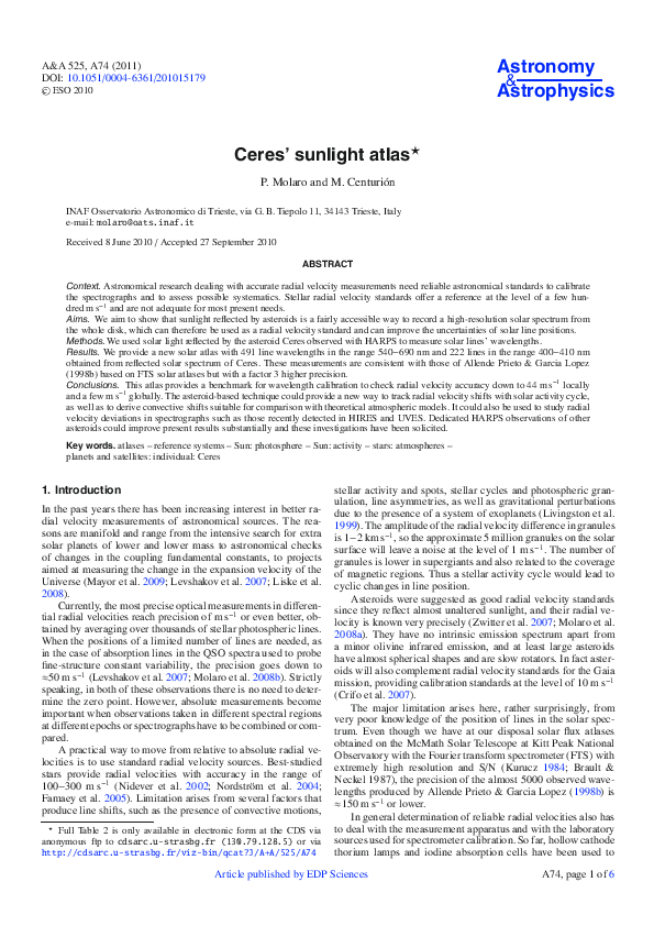 (PDF) Ceres’ sunlight atlas
