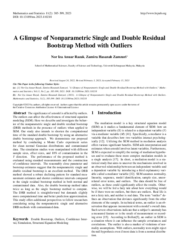 (PDF) A Glimpse of Nonparametric Single and Double Residual Bootstrap ...