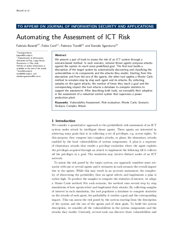 (PDF) Automating the assessment of ICT risk