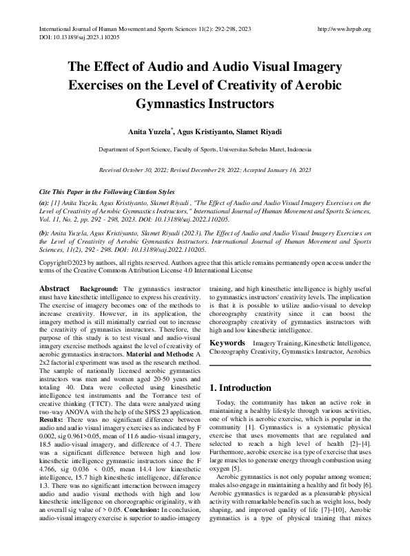 (PDF) The Effect of Audio and Audio Visual Imagery Exercises on the ...