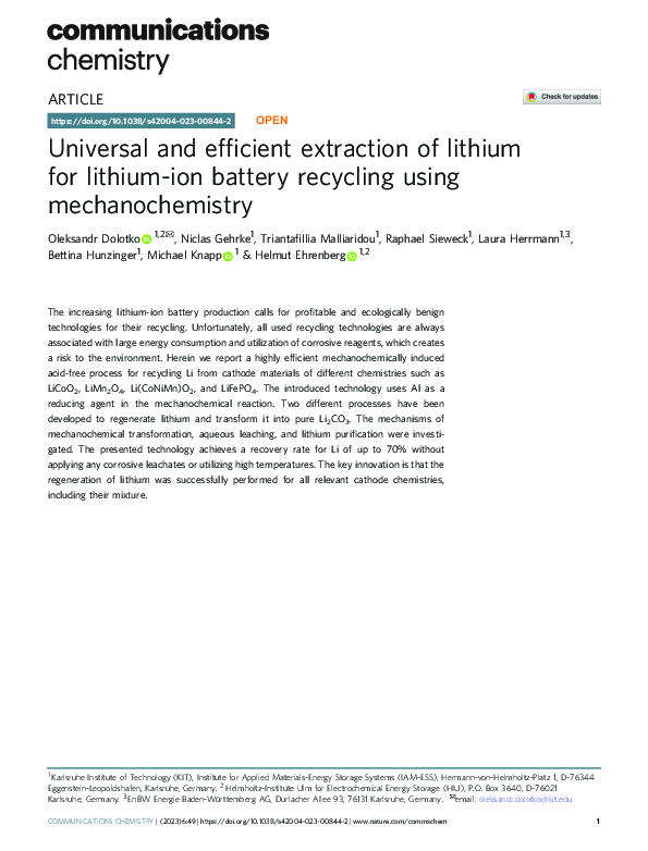 (PDF) Universal and efficient extraction of lithium for lithium-ion ...
