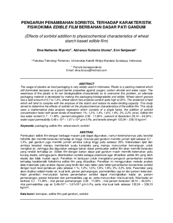 (PDF) Pengaruh Penambahan Sorbitol terhadap Karakteristik Fisikokimia ...