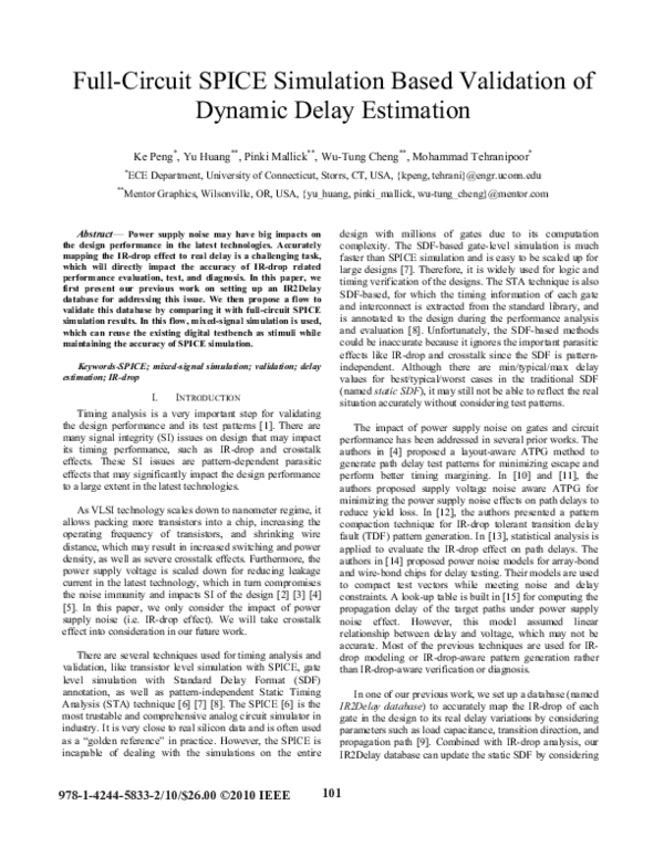 Pdf Full Circuit Spice Simulation Based Validation Of Dynamic Delay