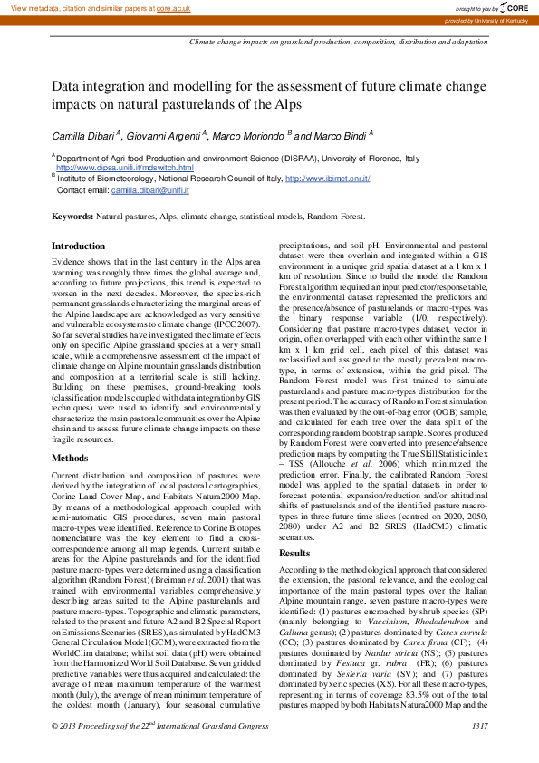 (PDF) Data integration and modelling for the assessment of future ...