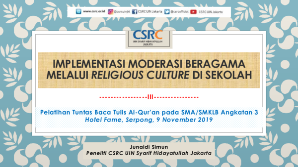 (PDF) Implementasi Moderasi Beragama melalui Religious Culture di Sekolah