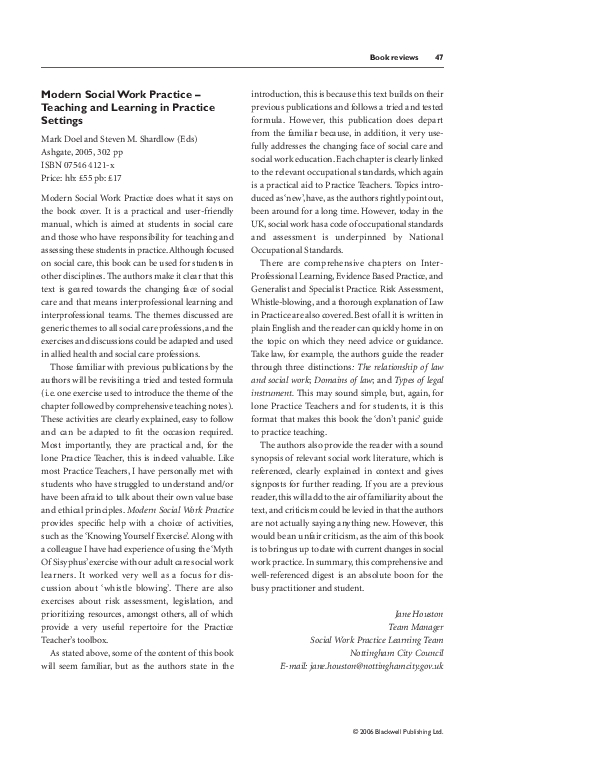 (PDF) Modern Social Work Practice - Teaching and Learning in Practice ...