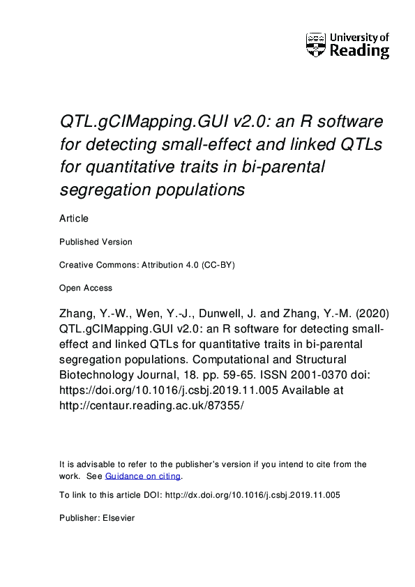 Pdf Qtlgcimappinggui V20 An R Software For Detecting Small Effect And Linked Qtls For
