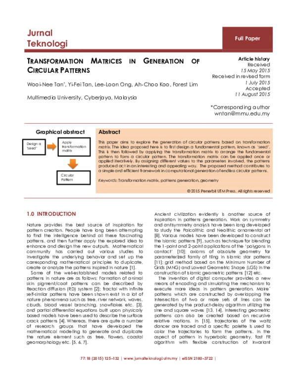 (PDF) Transformation Matrices in Generation of Circular Patterns
